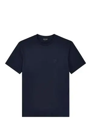 Giorgio Armani Cotton-interlock T-shirt With Embroidered Logo - Blue