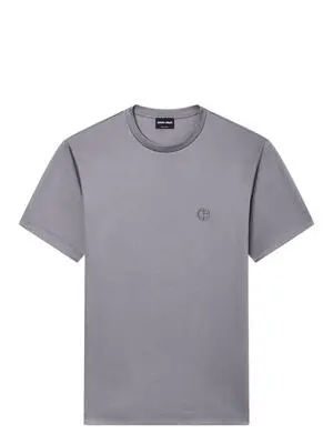 Giorgio Armani Cotton-interlock T-shirt With Embroidered Logo - Grey