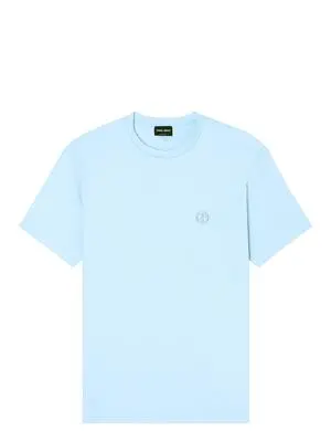 Giorgio Armani Cotton-interlock T-shirt With Embroidered Logo - Light_blue