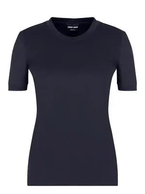 Giorgio Armani Short-sleeved Crew-neck Jumper - Navy_blue