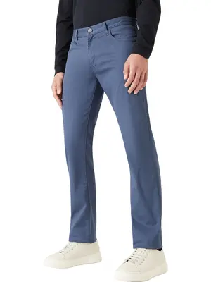 Giorgio Armani Regular-Fit Five-Pocket Stretch Cotton Trousers Avio