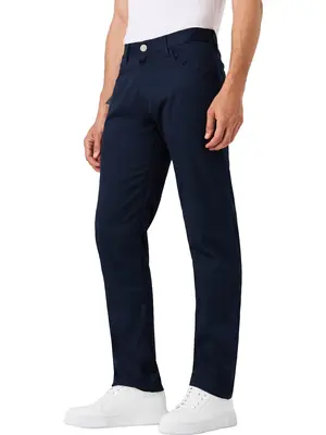 Giorgio Armani Regular-Fit Five-Pocket Stretch Cotton Trousers Blue Logo