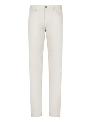 Giorgio Armani Regular-Fit Five-Pocket Stretch Cotton Trousers Gray