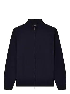 Giorgio Armani Zipped Cardigan In Cashmere - Blue