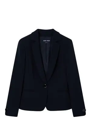 Giorgio Armani Single-breasted Silk-cady Jacket - Black