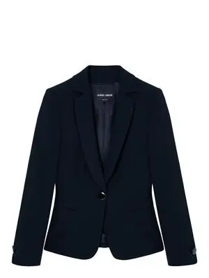 Giorgio Armani Single-breasted Silk-cady Jacket - Navy Blue