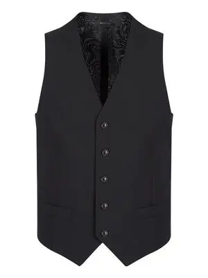 Giorgio Armani Single-breasted Virgin Wool Waistcoat - Black