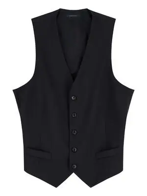 Giorgio Armani Single-breasted Virgin Wool Waistcoat - Black