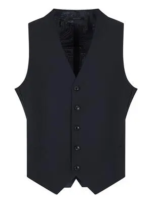 Giorgio Armani Single-breasted Virgin Wool Waistcoat - Navy Blue
