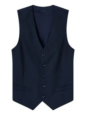 Giorgio Armani Single-breasted Virgin Wool Waistcoat - Navy Blue