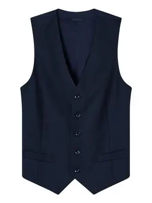 Giorgio Armani Single-breasted Virgin Wool Waistcoat - Navy Blue
