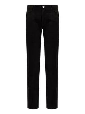 Giorgio Armani Regular-fit Trousers In Ribbed Cotton And Cashmere - Black