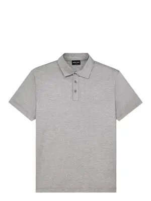 Giorgio Armani Silk And Cotton-mélange Jersey Polo Shirt Grey