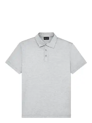 Giorgio Armani Silk And Cotton-mélange Jersey Polo Shirt - Grey