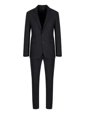 Giorgio Armani Soho Line Single-breasted Suit In Wool And Cashmere - Navy_blue