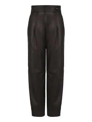 Giorgio Armani Straight-cut Nappa-leather Trousers - Black