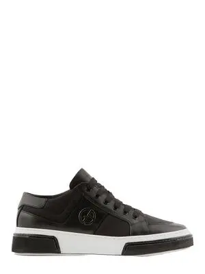 Giorgio Armani Leather And Fabric Sneakers - Black