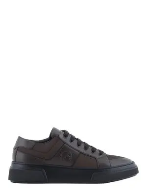 Giorgio Armani Leather And Fabric Sneakers - Brown
