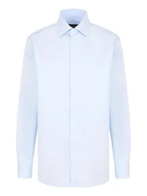 Giorgio Armani Regular-fit Luxury Cotton Shirt - Light_blue