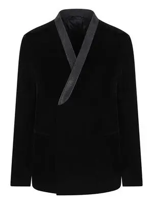 Giorgio Armani Double-breasted Giorgio’s Jacket In Stretch Velvet - Black