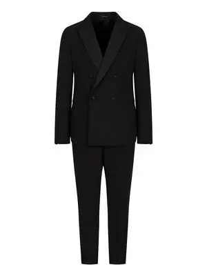 Giorgio Armani Upton Line Double-breasted, Wool-crêpe Tuxedo - Black