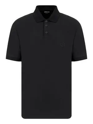 Giorgio Armani Stretch Cotton Piqué Polo Shirt - Black