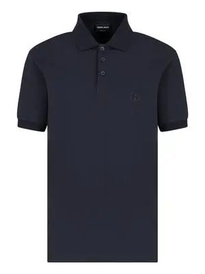 Giorgio Armani Stretch Cotton Piqué Polo Shirt - Blue