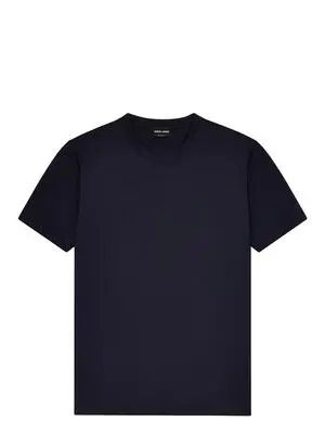 Giorgio Armani Plain-knit Jersey T-shirt In A Silk-and-cotton Blend - Blue