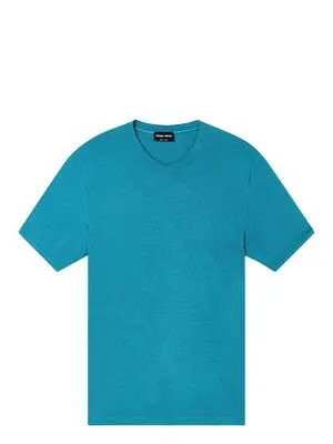Giorgio Armani Stretch Viscose Jersey, V-neck Icon T-shirt - Green