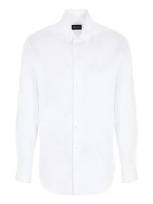 Giorgio Armani Plain-knit Stretch Cotton Shirt - White