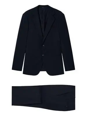 Giorgio Armani Single-breasted Soho Line Suit In Virgin Wool - Black