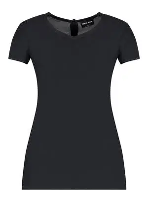 Giorgio Armani Silk Charmeuse V-neck Blouse - Black