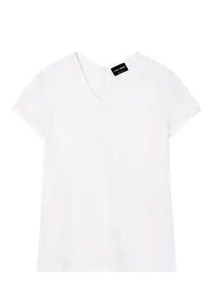 Giorgio Armani Silk Charmeuse V-neck Blouse - White