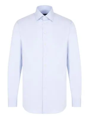 Giorgio Armani Regular-fit Classic Cotton Shirt - Light Blue