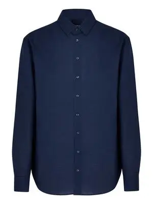 Giorgio Armani Regular-fit Cotton-seersucker Shirt - Blue
