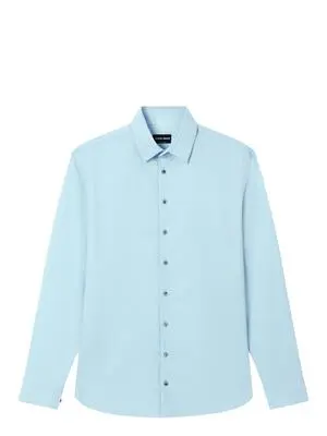 Giorgio Armani Regular-fit Cotton-seersucker Shirt - Light Blue