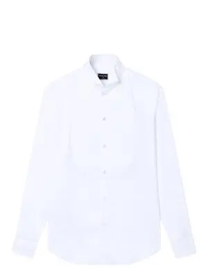 Giorgio Armani Icon Tuxedo Shirt In Cotton Poplin - White