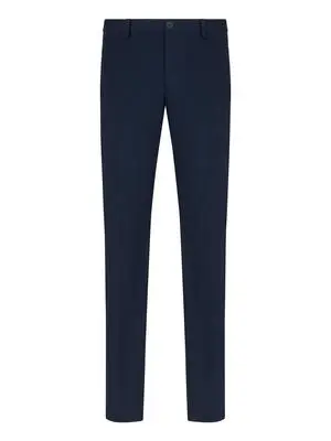 Giorgio Armani Stretch Cashmere And Cotton Trousers - Navy_blue