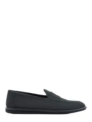 Giorgio Armani Suede Loafers With Embroidered Logo - Grey
