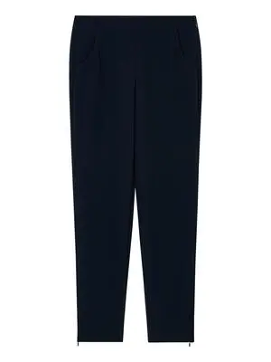 Giorgio Armani Cigarette Trousers In Pure Silk - Navy Blue