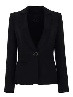 Giorgio Armani Mulberry Silk Single-breasted Jacket - Black