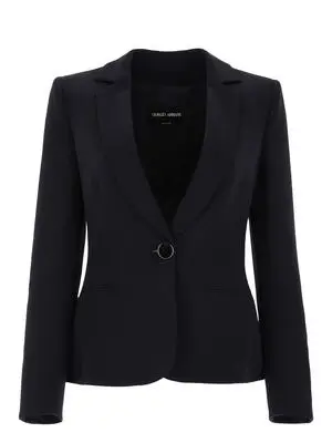 Giorgio Armani GIORGIO ARMANI Mulberry Silk Single-Breasted Jacket Navy_blue