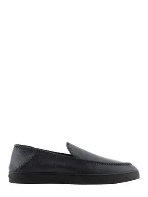 Giorgio Armani Galleria 3 Deerskin Slip-ons - Navy_blue
