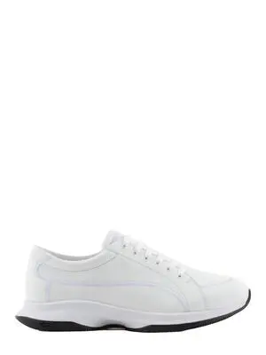 Giorgio Armani Deerskin And Leather Sneakers - White
