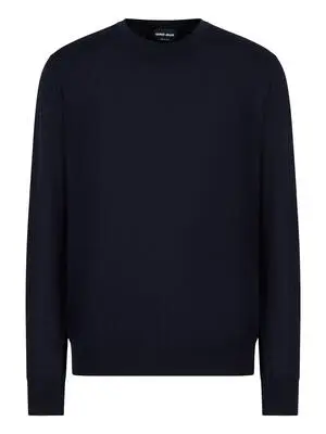 Giorgio Armani Virgin Wool Crew-neck Jumper - Navy Blue
