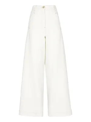 Giorgio Armani Denim Wide-leg Trousers - White