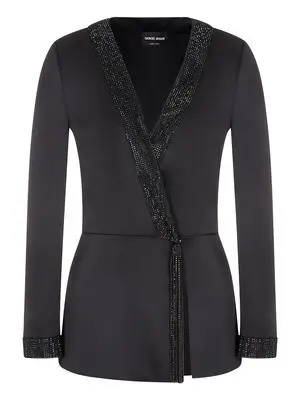 Giorgio Armani Long Satin Jacket With Crystal Trim - Patterned
