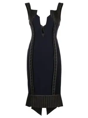 Moschino V-neck Panelled Midi Dress - Blue