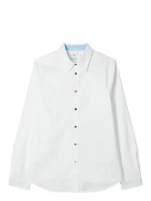 Paul Smith Tailored-fit Organic-cotton Multicolour Button Oxford Shirt - White