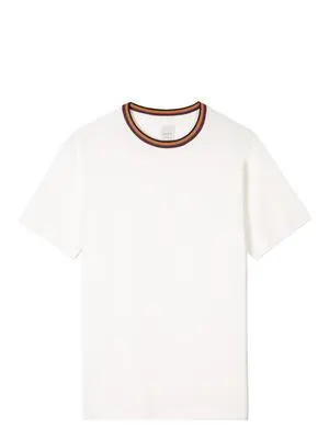 Paul Smith Artist Stripe' Collar Cotton T-shirt - White